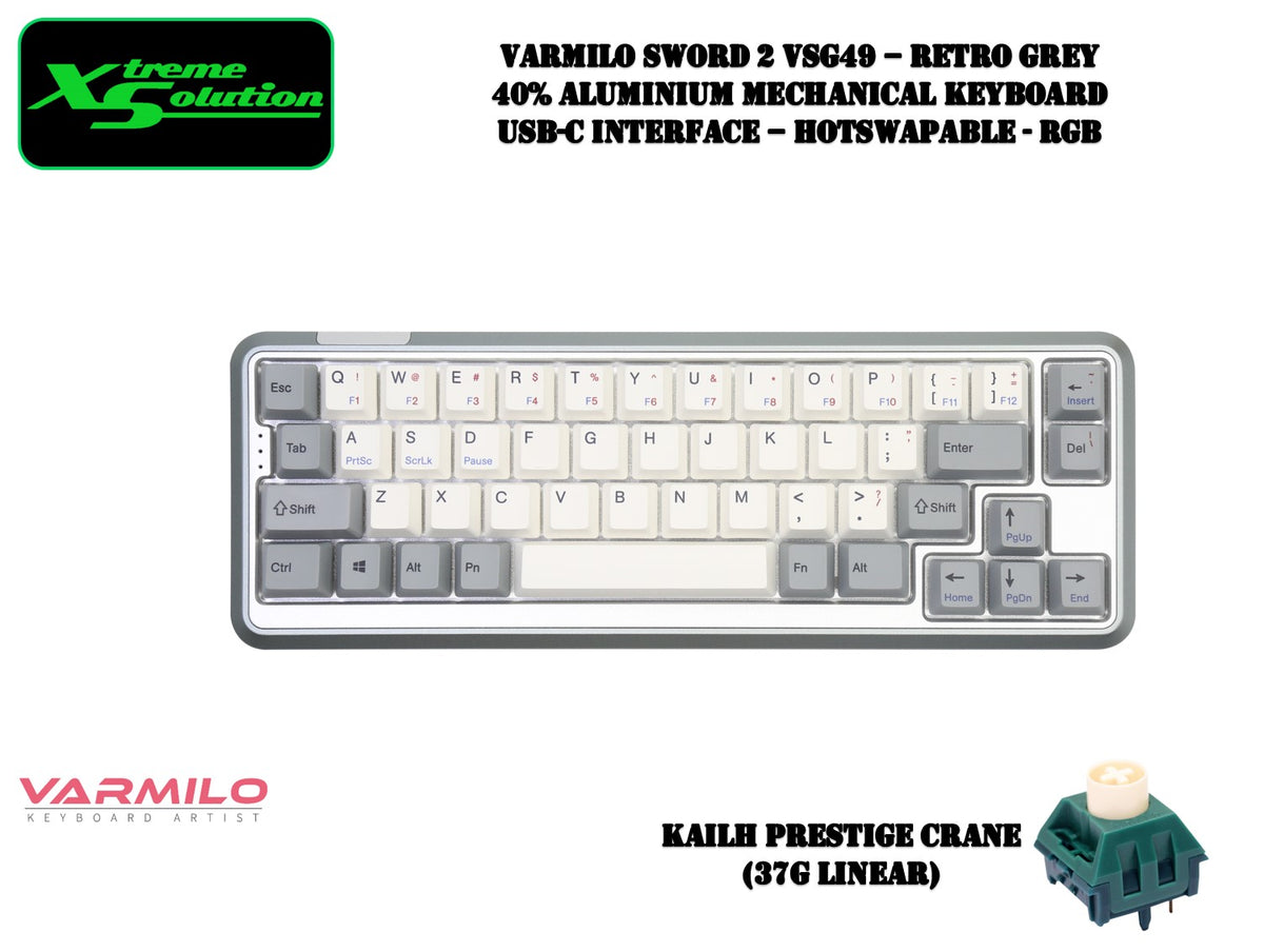 Varmilo All-Mental VSG 49 - Retro Grey 40% Aluminum Mechanical Keyboar – XtremeSolution