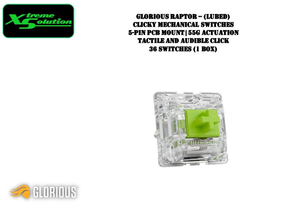 Glorious Raptor Lubed Clicky Switches For Mechanical Keyboard ...