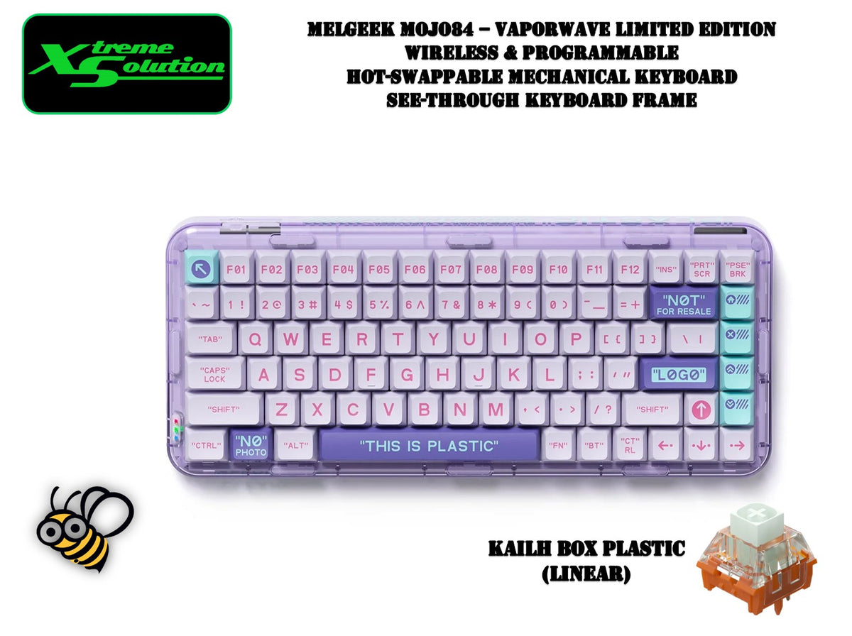 Melgeek Mojo 84 - Vaporwave Limited Edition Wireless See-Through Keybo ...