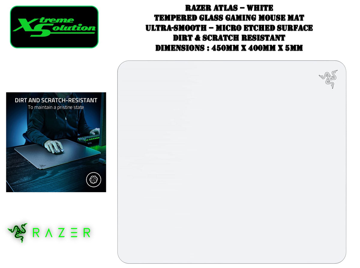Razer Atlas - Tempered Glass Gaming Mouse Mat - Ultra Smooth - Black/W ...