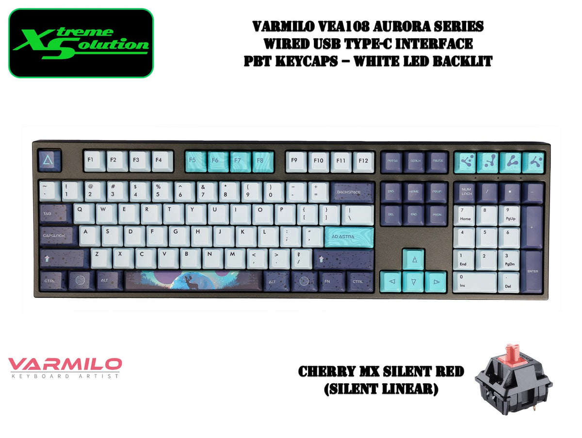Varmilo VEA108 Aurora Series - Wired Mechanical Keyboard (White LED Ba ...