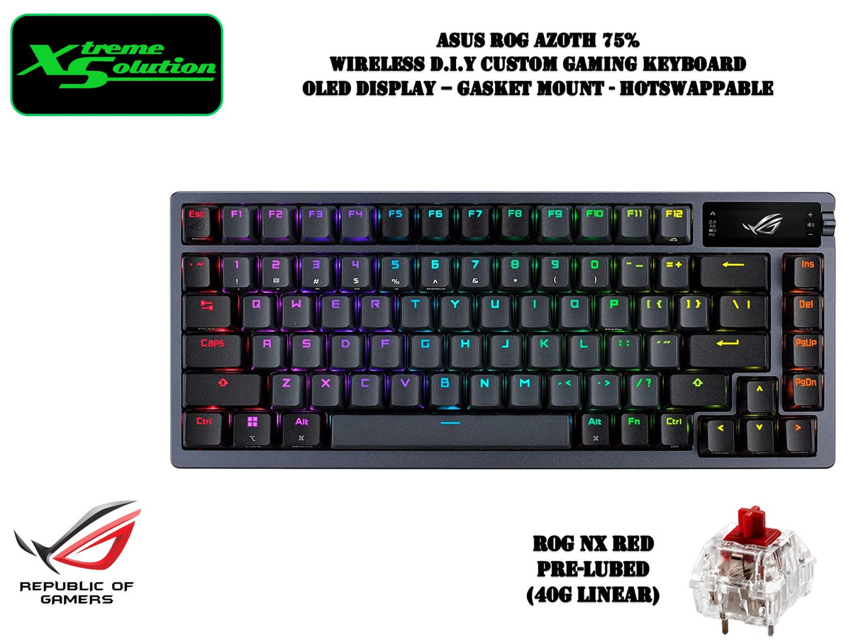 ASUS ROG Azoth 75% Wireless D.I.Y Custom Hotswappable Gaming Keyboard ...
