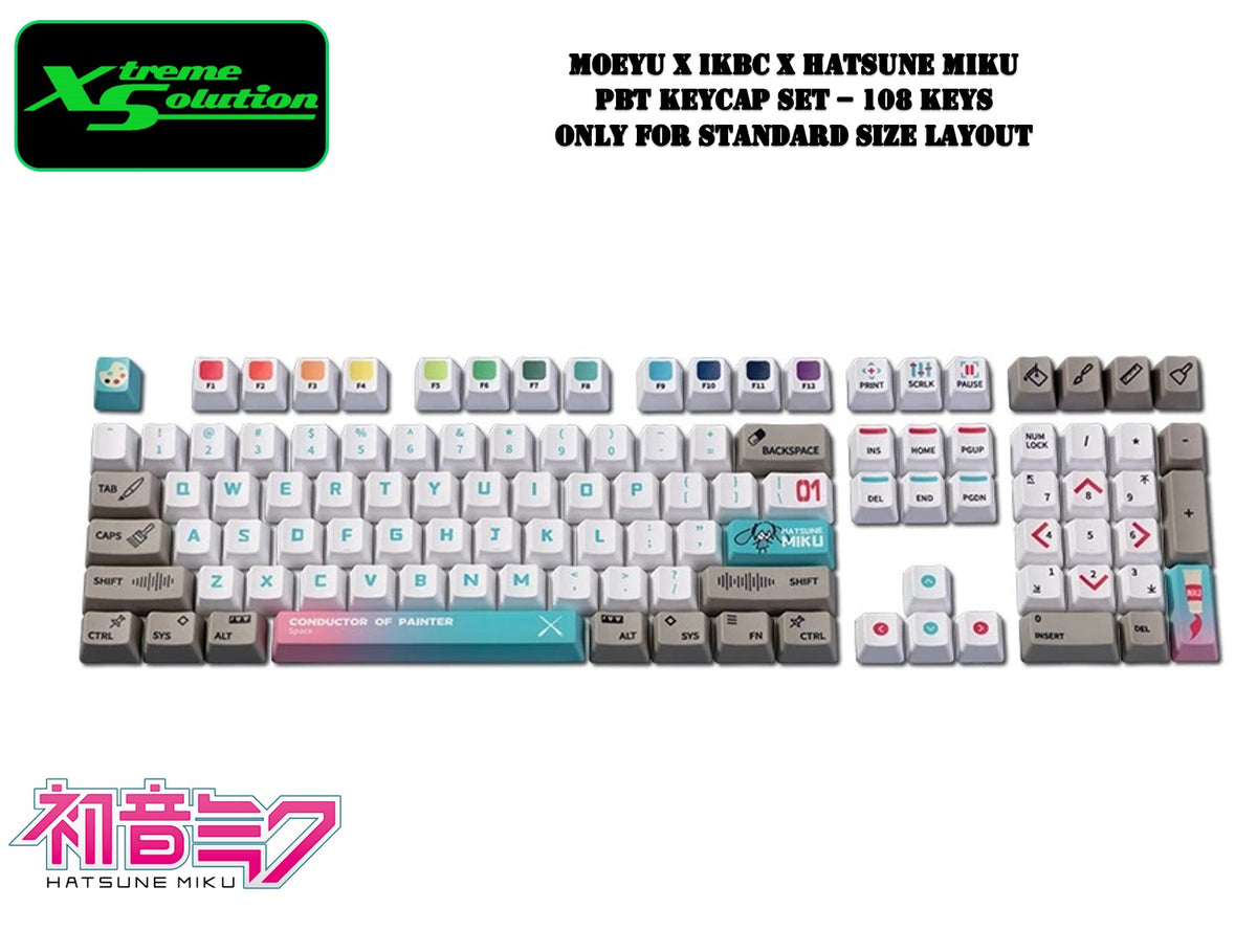 Moeyu X IKBC x Hatsune Miku PBT Keycaps Set - 108 Keys Only For Standa ...