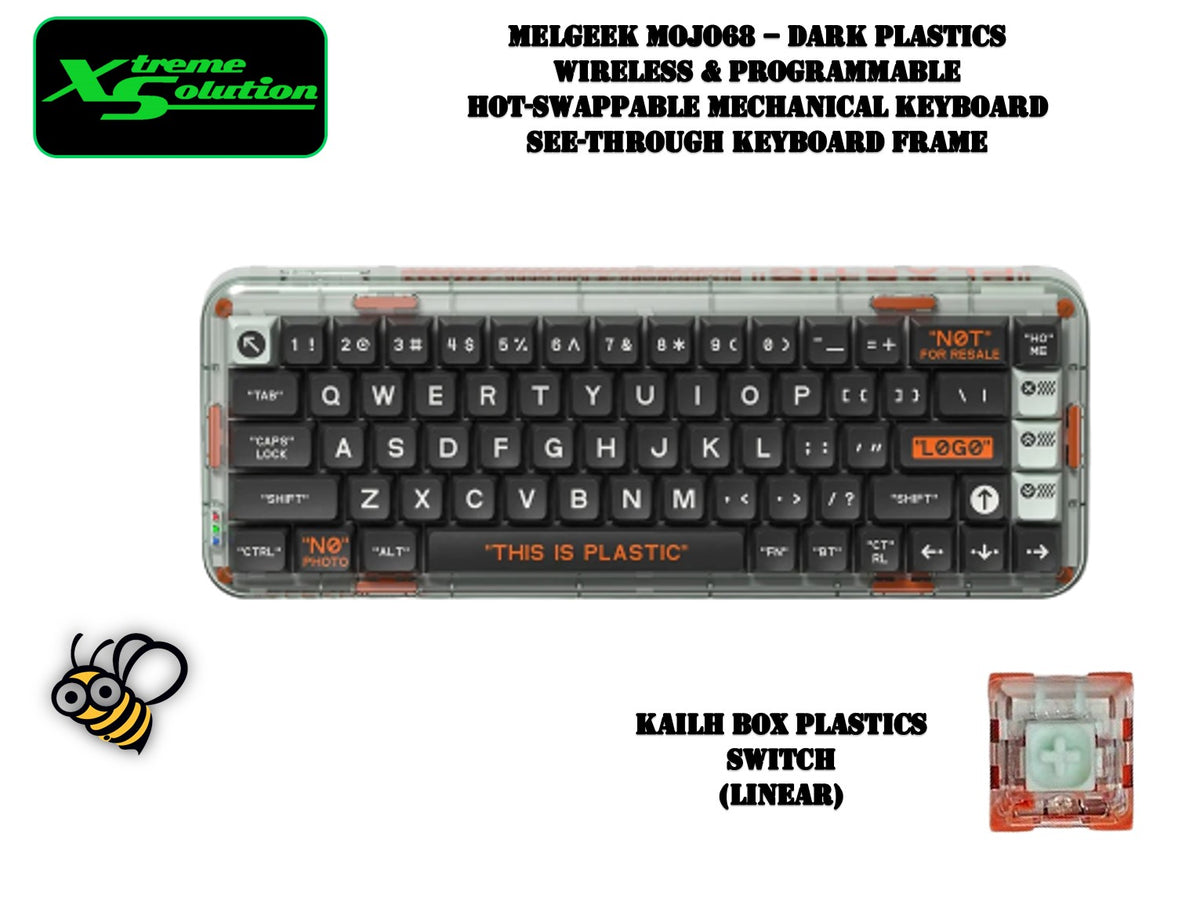 Melgeek Mojo 68 - Dark Plastic Wireless See Through Keyboard (Kailh Bo ...